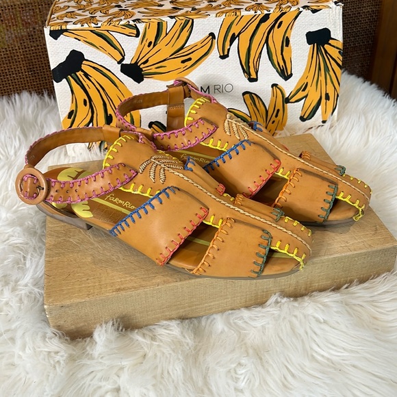 FARM Rio | Shoes | Farm Rio Caramel Palm Tree Vegan Palm Tree Sandals ...